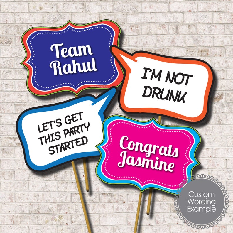 Custom Wording Photo Props Set of 10 Indian Wedding | Etsy
