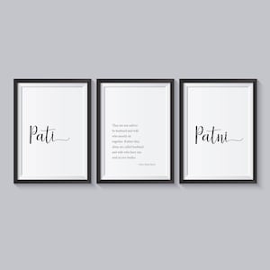 Set of 3 Pati Patni Wall Prints - Indian Married Couple, Husband and ...