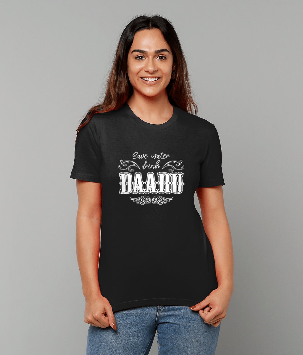 Save Water Drink Daaru Black T-shirt Desi Style Indian - Etsy UK