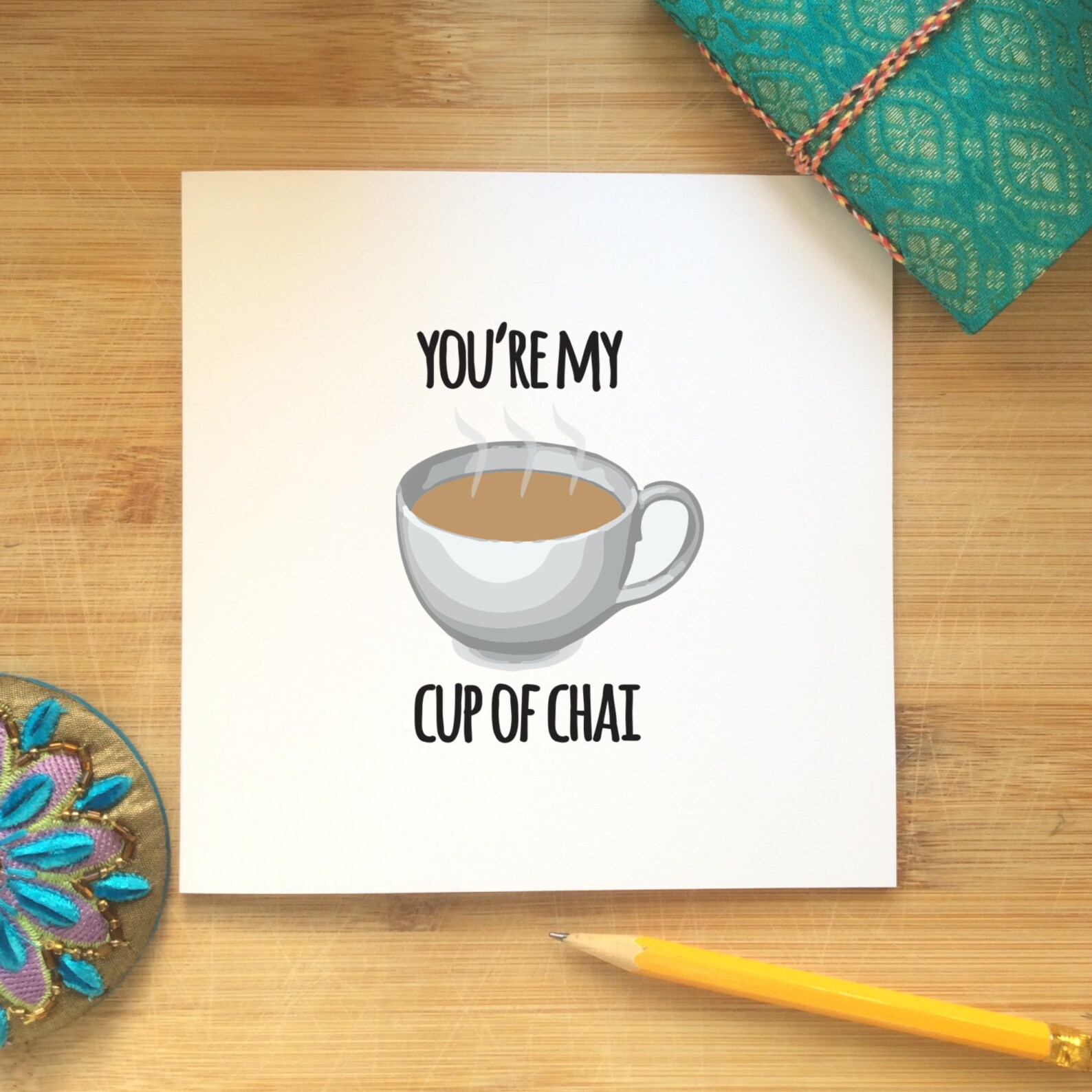 Indian Love Card Your my cup of Chai Valentines | Etsy