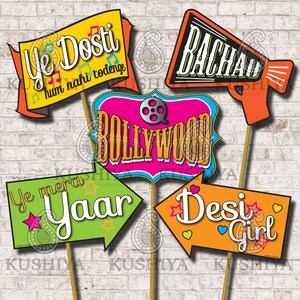 Bollywood Party Photo Booth Props - Set of 10 - Indian Style, Party ...