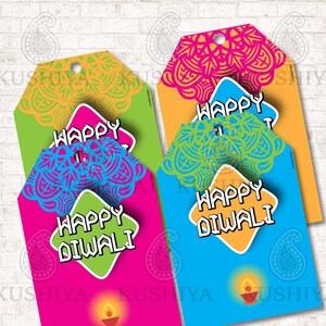 Happy Diwali Colourful Favour Tags - Gift Tags, Printable Labels ...