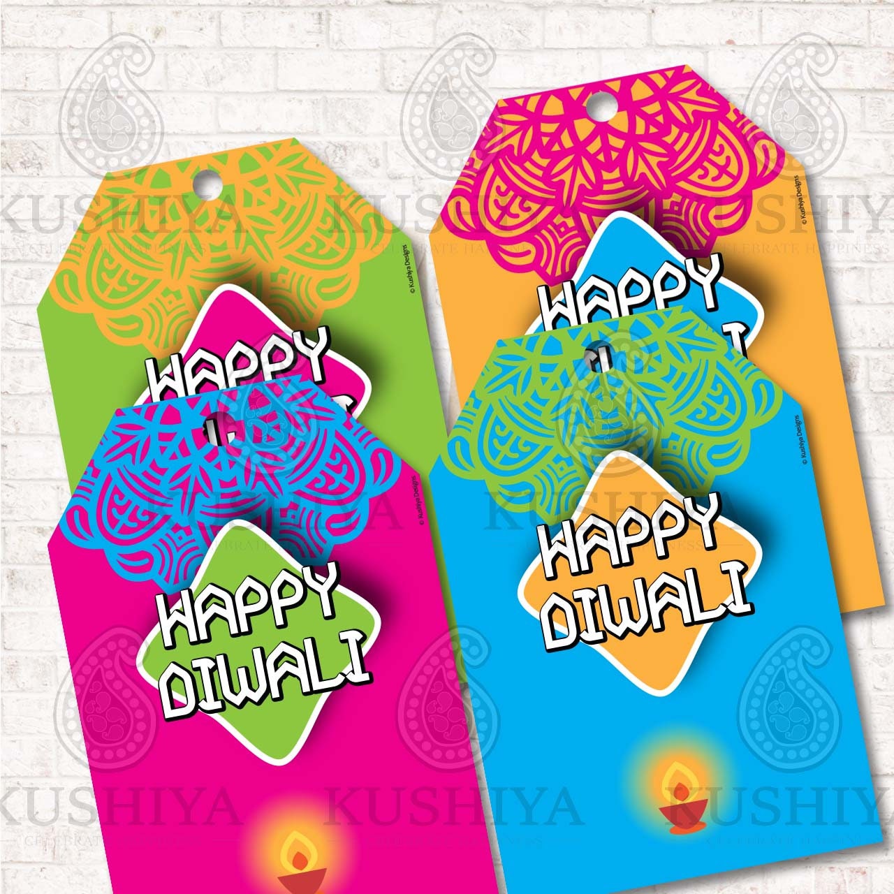 Happy Diwali Colourful Favour Tags Gift Tags Printable - Etsy UK
