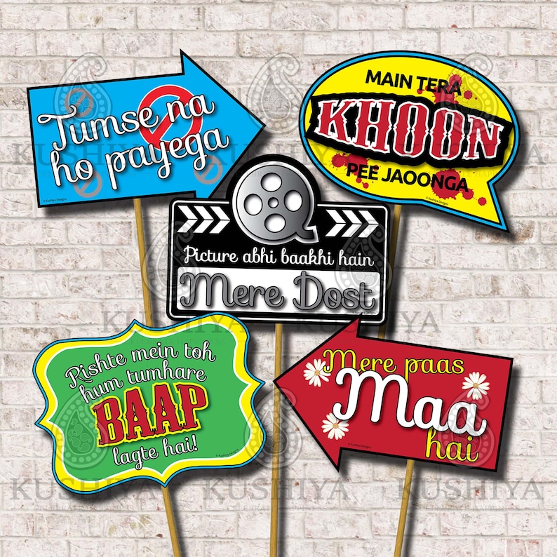 Buy Bollywood Film Dialogue Photo Booth Props - Set of 10 - Bollywood ...