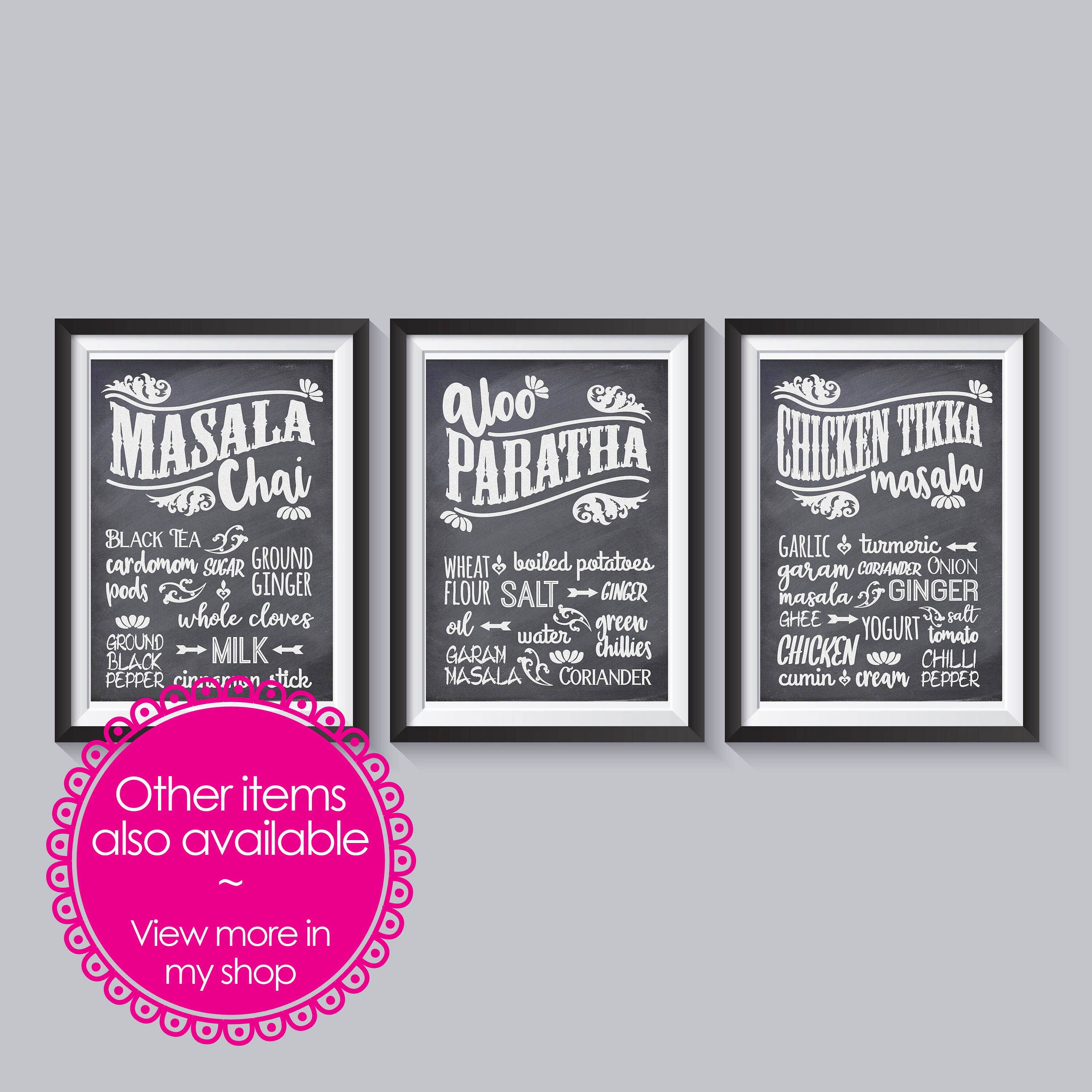 Indian Food Kitchen Print - Unique Gift, Chicken Tikka, Home Decor ...