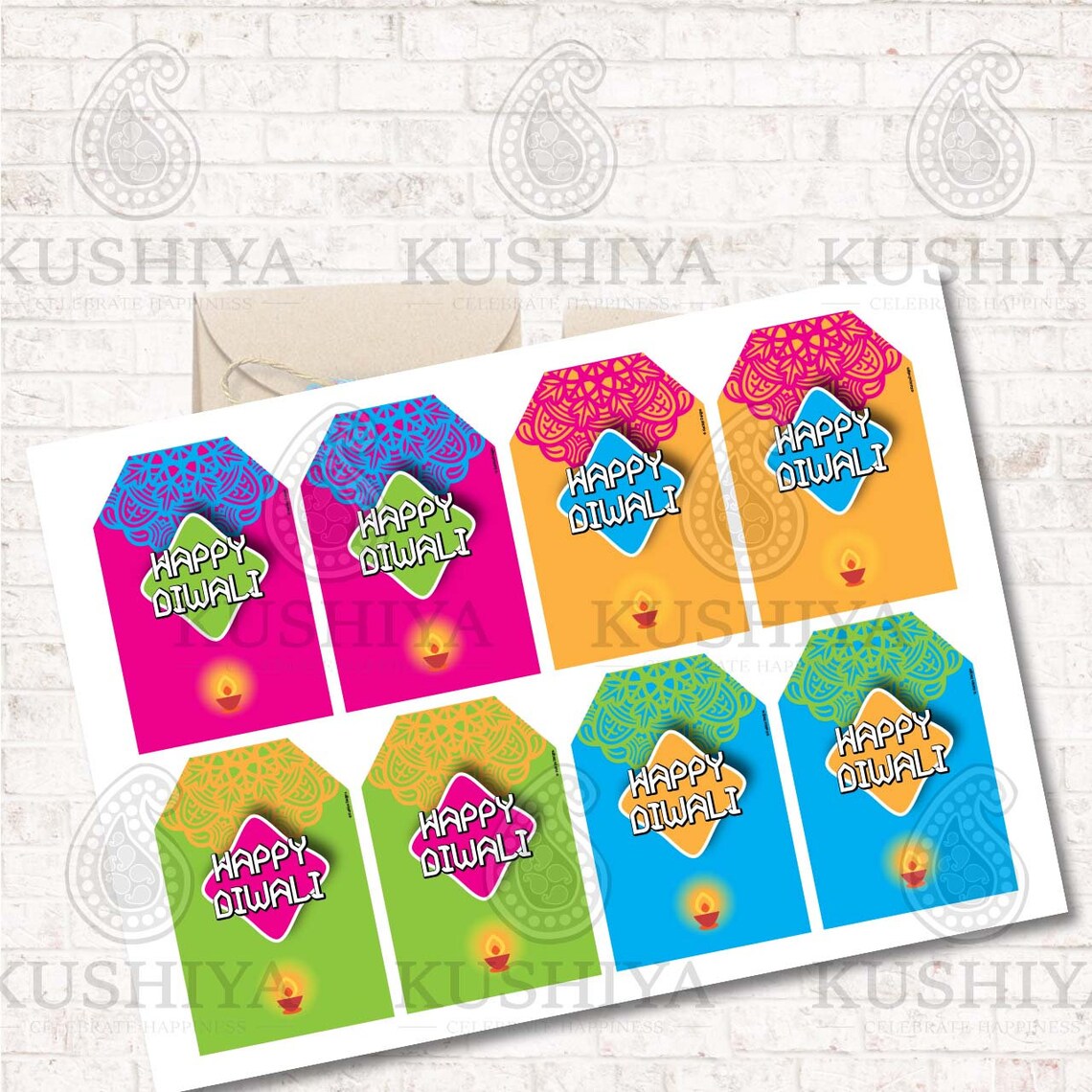 Happy Diwali Colourful Favour Tags Gift Tags Printable - Etsy UK