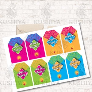 Happy Diwali Colourful Favour Tags - Gift Tags, Printable Labels ...