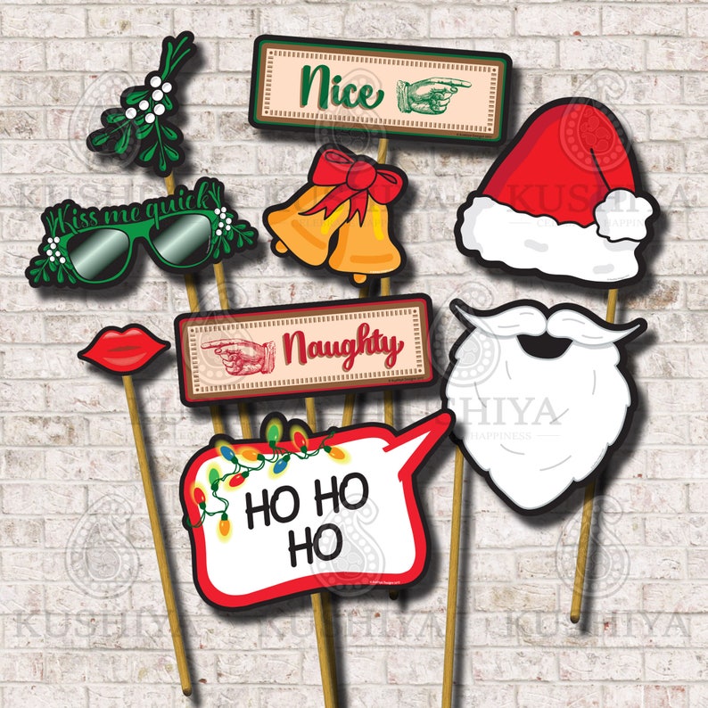 Christmas Photo Booth Props Set of 20 Fun Christmas Party | Etsy