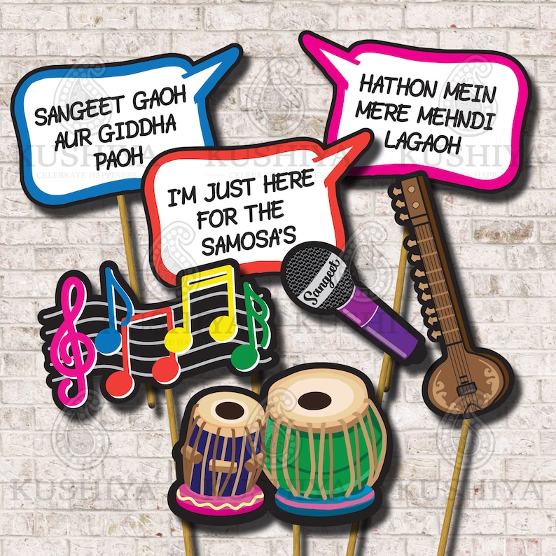 Sangeet / Mehndi Night Photo Props Set of 16 Indian | Etsy