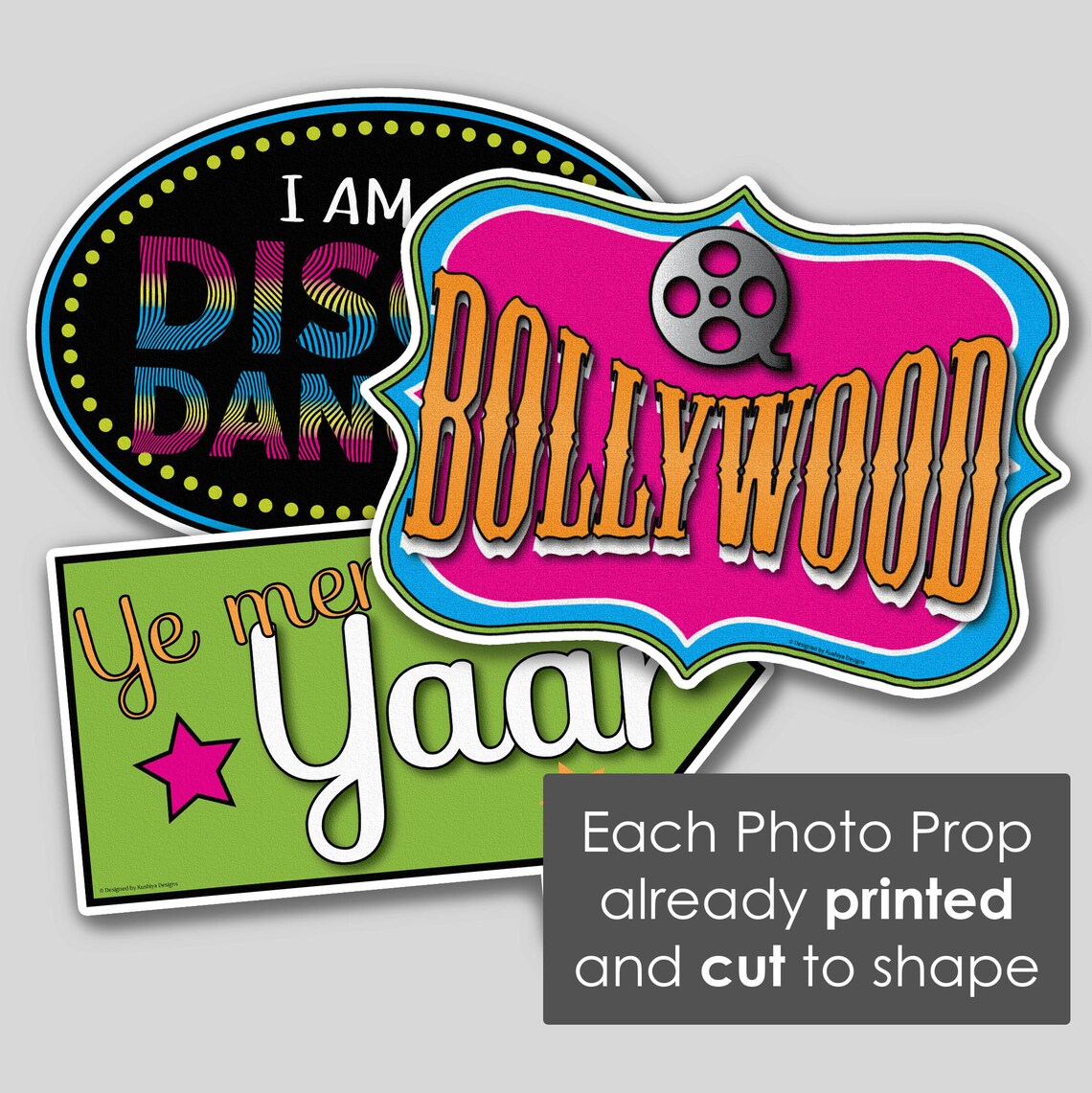 Printed and Cut Bollywood Party Photo Booth Props Set of 10 | Etsy