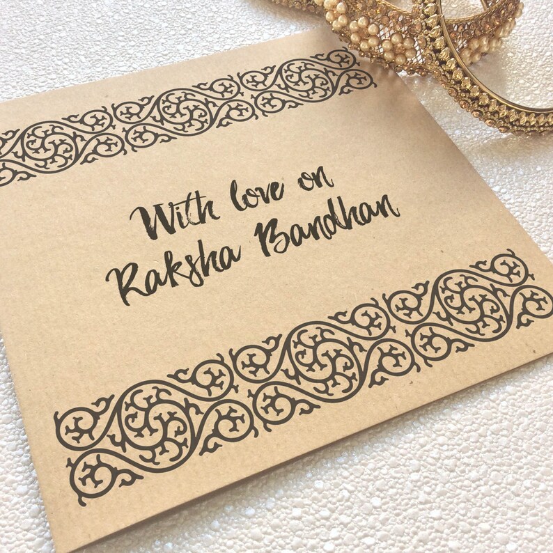 With Love on Raksha Bandhan, Border Design Card, Rakhi Greeting, Indian ...