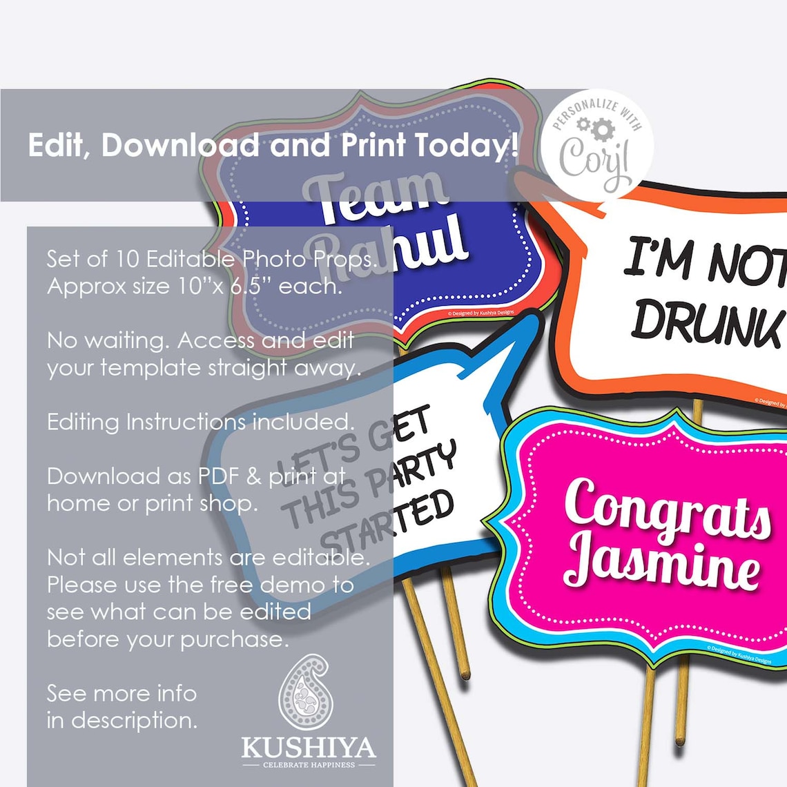 Custom Wording Photo Props Set of 10 Indian Wedding - Etsy