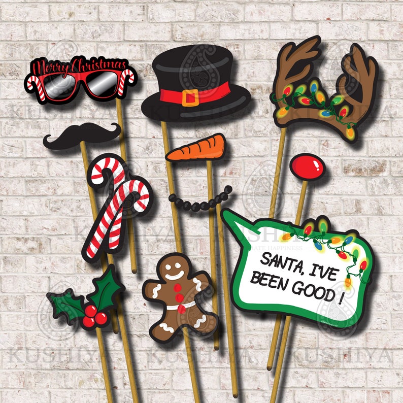 Christmas Photo Booth Props Set of 20 Fun Christmas Party - Etsy
