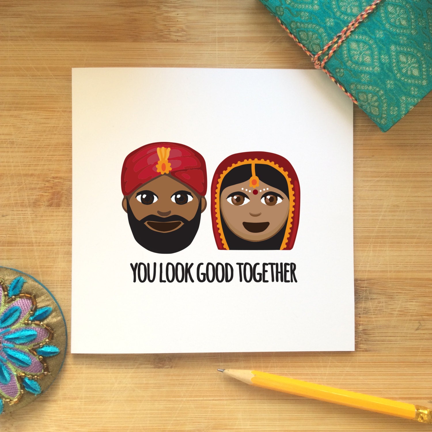 Indian Wedding Congratulations Card Indian Bride and Groom | Etsy UK