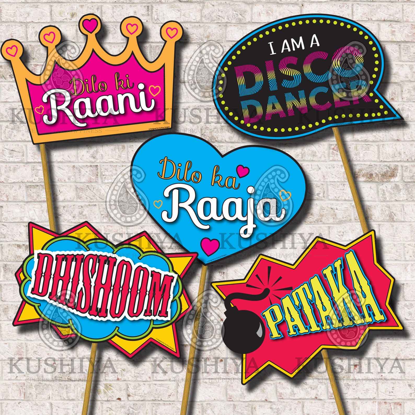 Bollywood Party Photo Booth Props - Set of 10 - Indian Style, Party ...