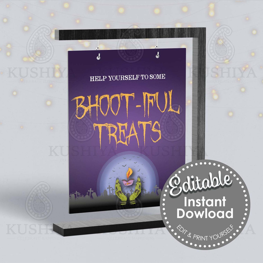 Diwal-o-ween Table Top Signs Editable - Halloween, Diwali, Desi Fun ...