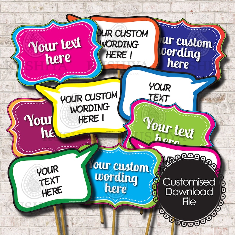 Custom Wording Photo Props Set of 10 Indian Wedding | Etsy
