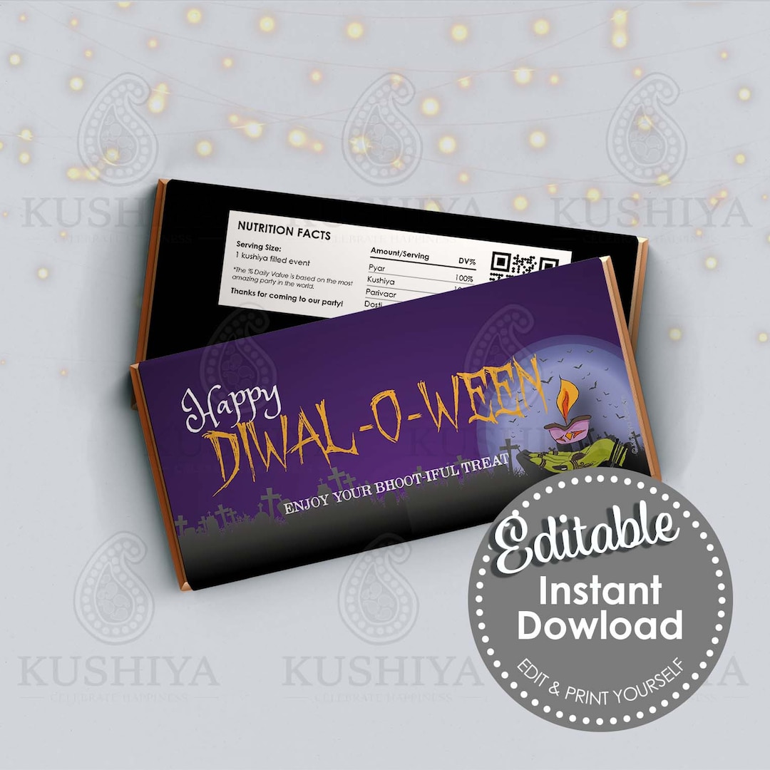 Diwal-o-ween Chocolate Wrapper - Halloween, Diwali, Indian, Desi ...