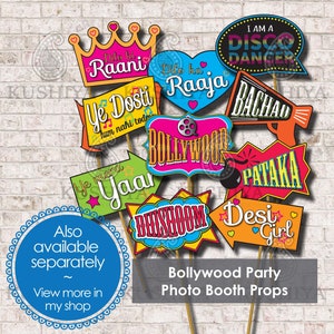 Bollywood Film Dialogue Photo Booth Props - Set of 10 - Bollywood Party ...