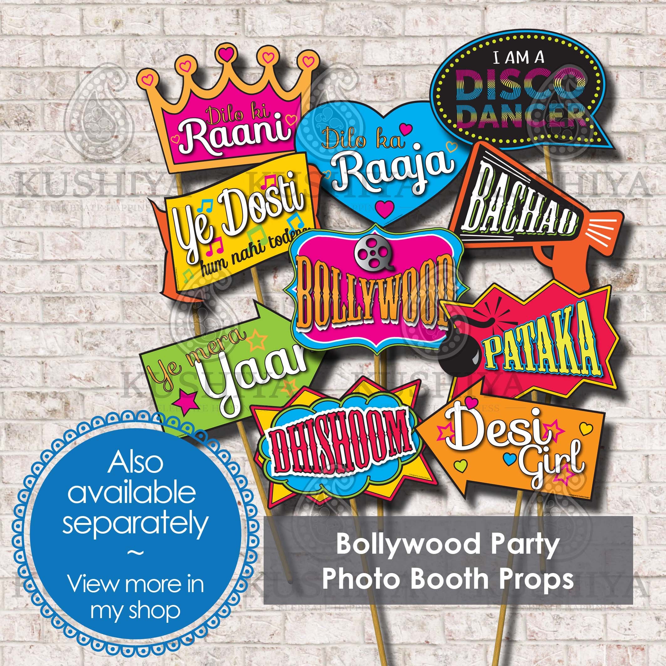 Bollywood Party Direction Signs Set of 12 Bollywood Style | Etsy