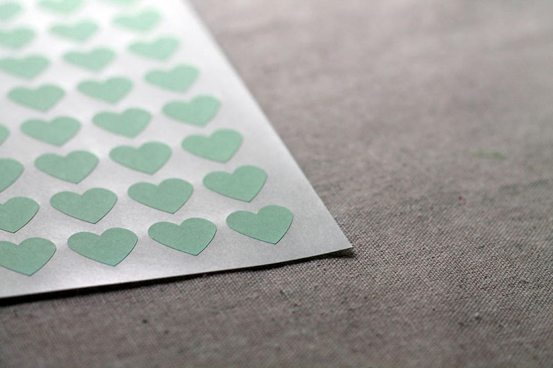 108 Mini Mint Green Heart Envelope Seals - .75-inch Heart Labels - 3/4 ...