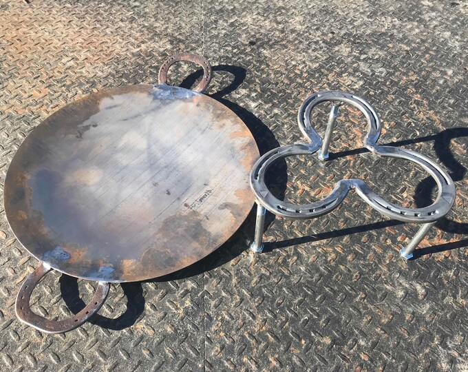 Cowboy Cooking Wok Horseshoe Campfire Holder Western Stir Fry Pan ...