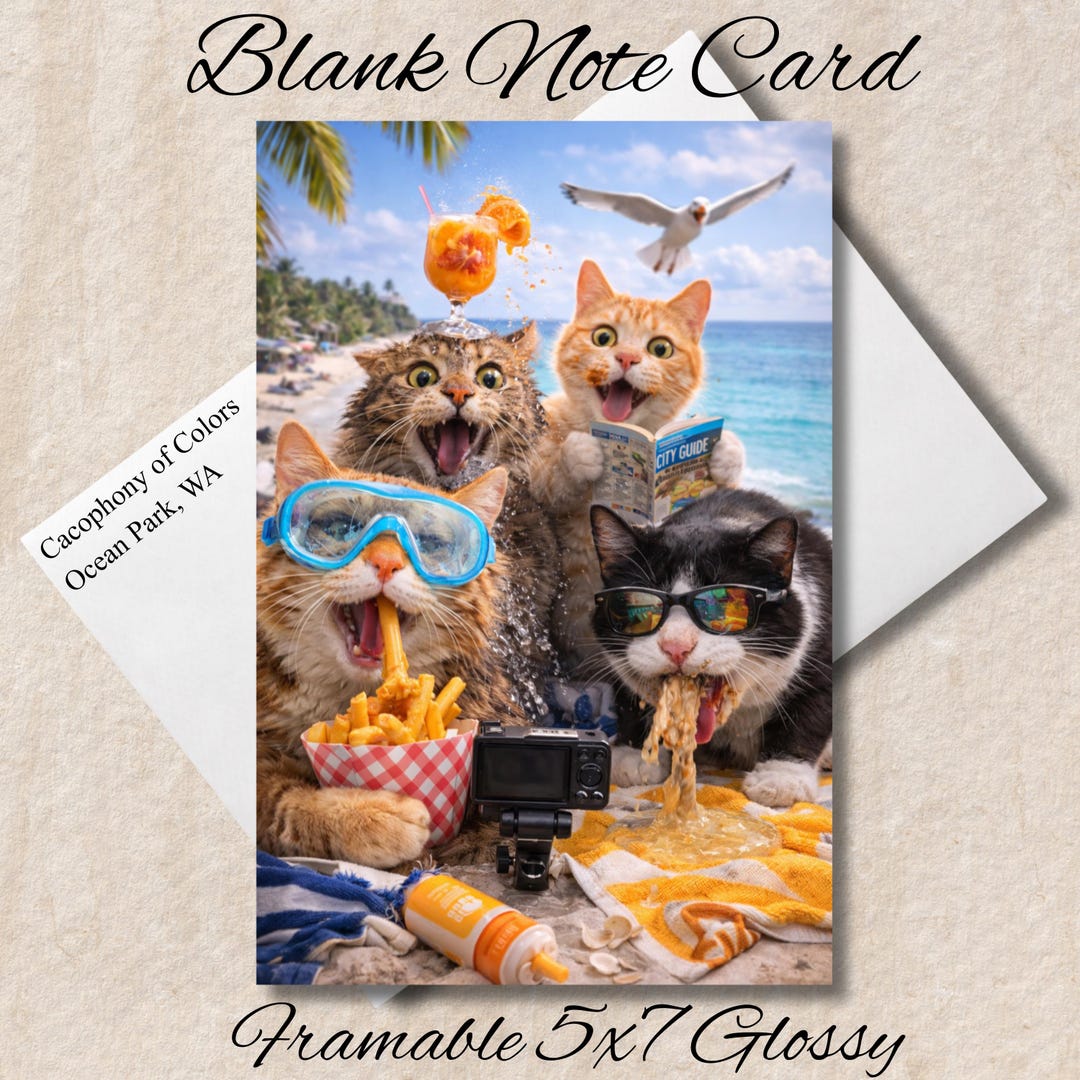 Funny Cats Blank Note Cards – Crazy Cat Humor | 5x7 Card W/ Envelope - Etsy