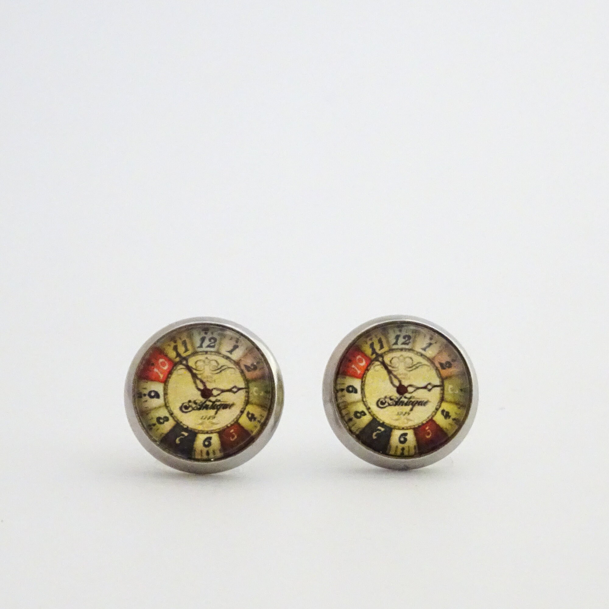 Clock Face Earrings Steampunk Watch Face Ear Studs - Etsy