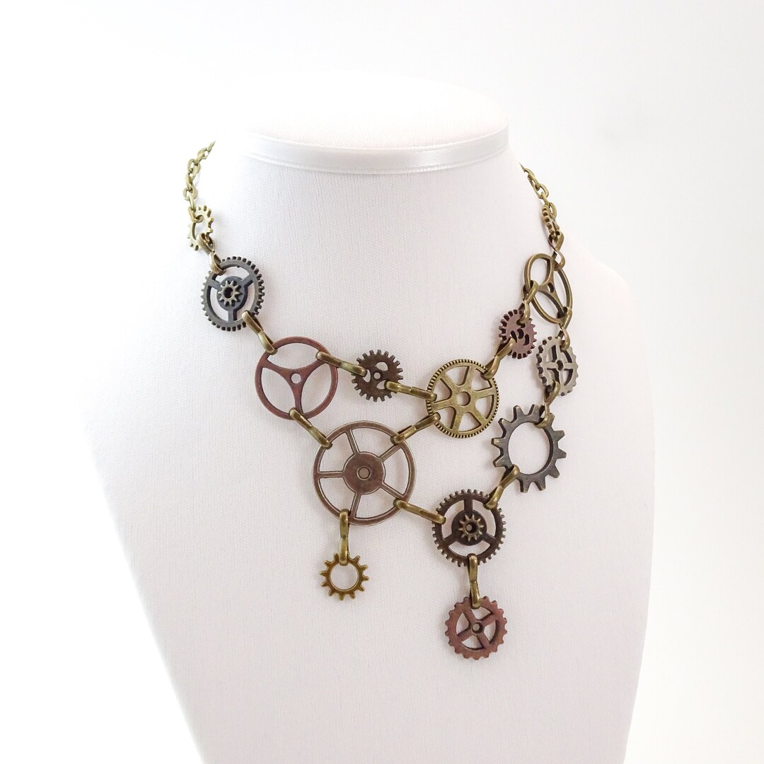Steampunk Gears Bib Necklace | Funky Gears Bib Collar | Steam Punk ...