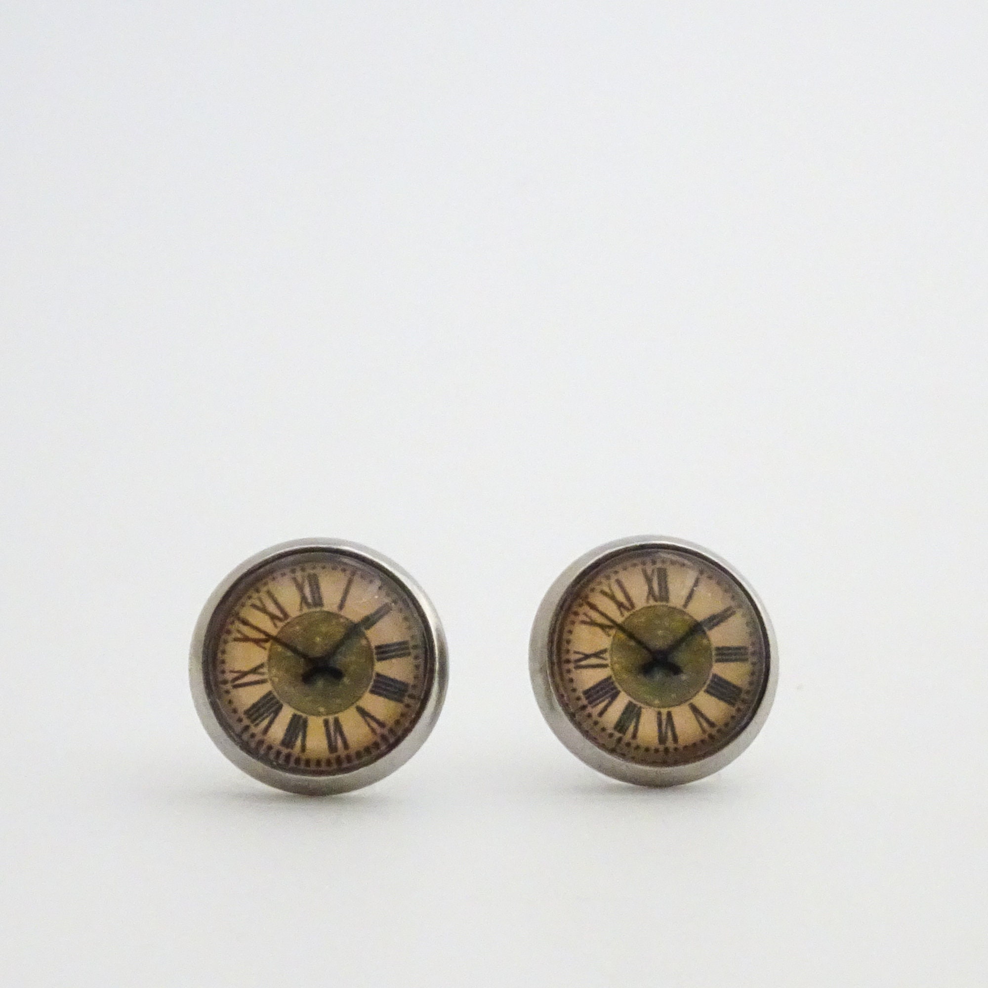 Clock Face Earrings Steampunk Watch Face Ear Studs - Etsy