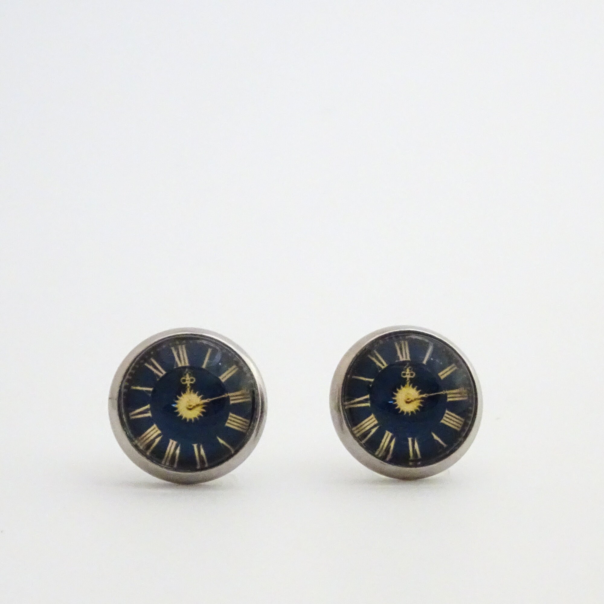 Clock Face Earrings Steampunk Watch Face Ear Studs - Etsy
