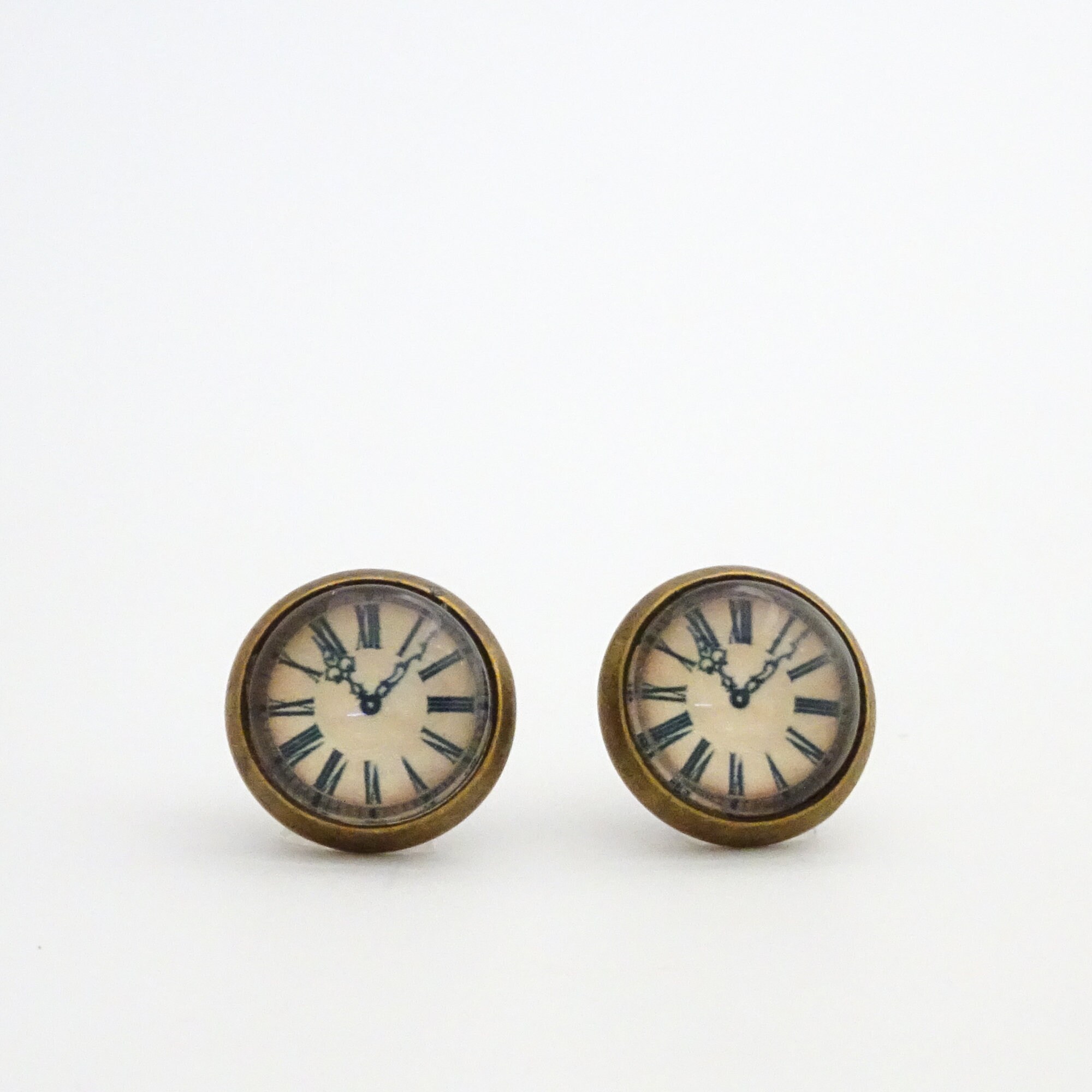 Clock Face Earrings Steampunk Watch Face Ear Studs Antique - Etsy