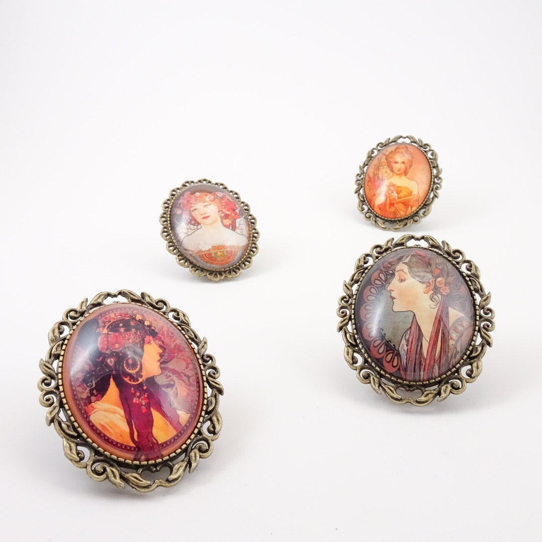 Alphonse Mucha Brooch | Art Nouveau Pin | Large Statement Art Deco ...