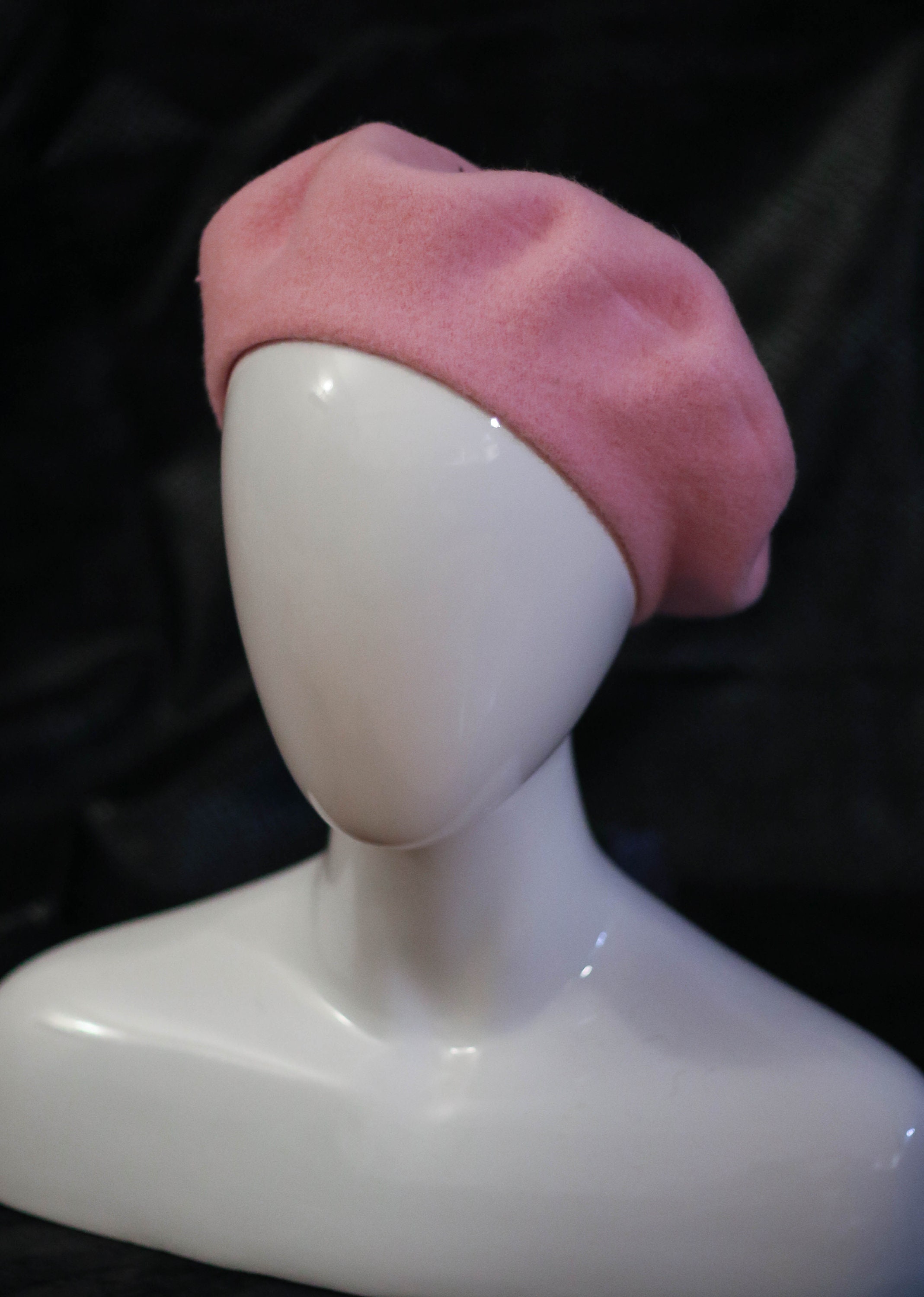 Pink Bat Beret Embroidered Wool Slouchy Hat Winter Gothic | Etsy