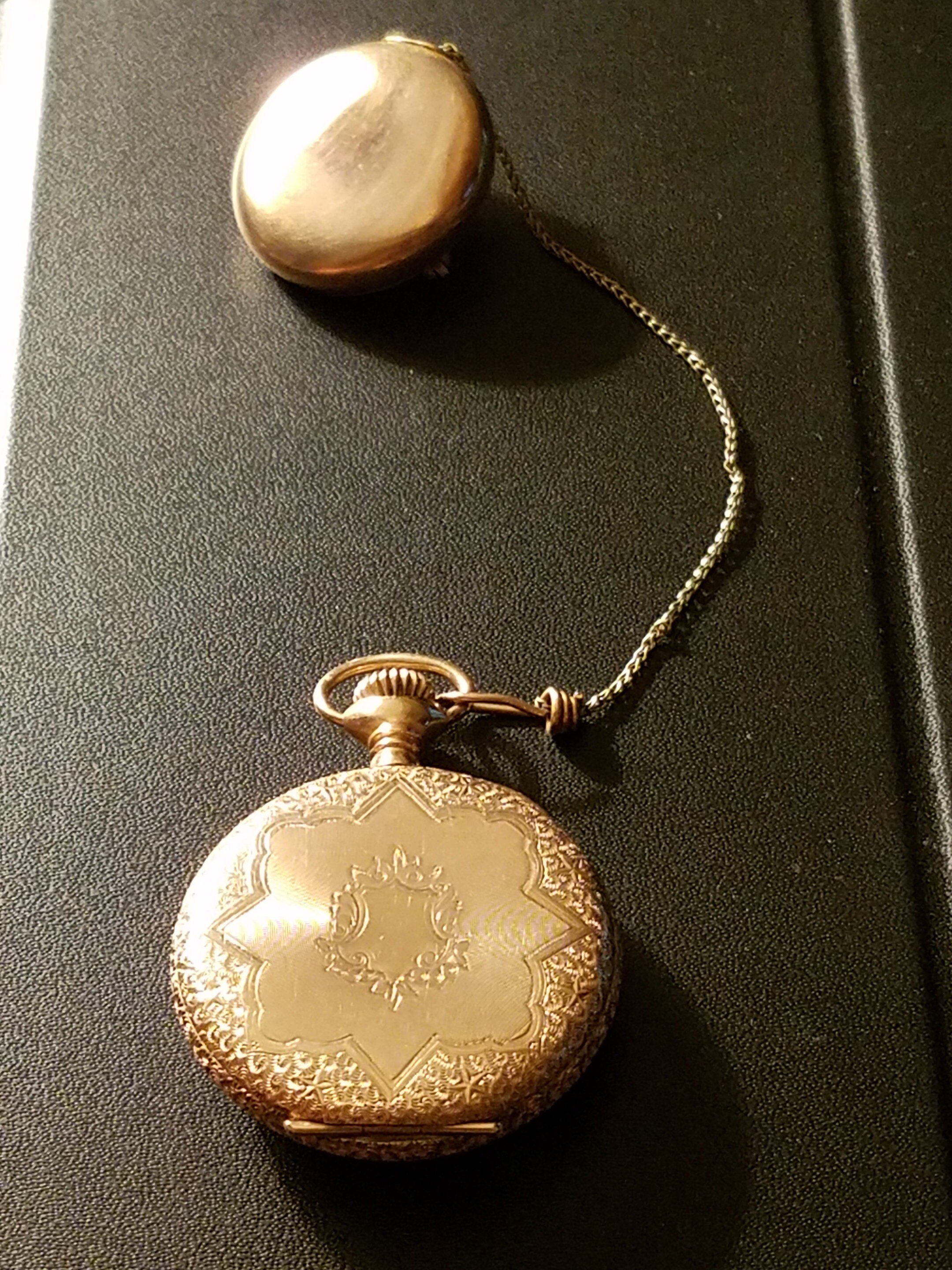 Antique Watch Holder With Extension Chain and GF Locket - Etsy