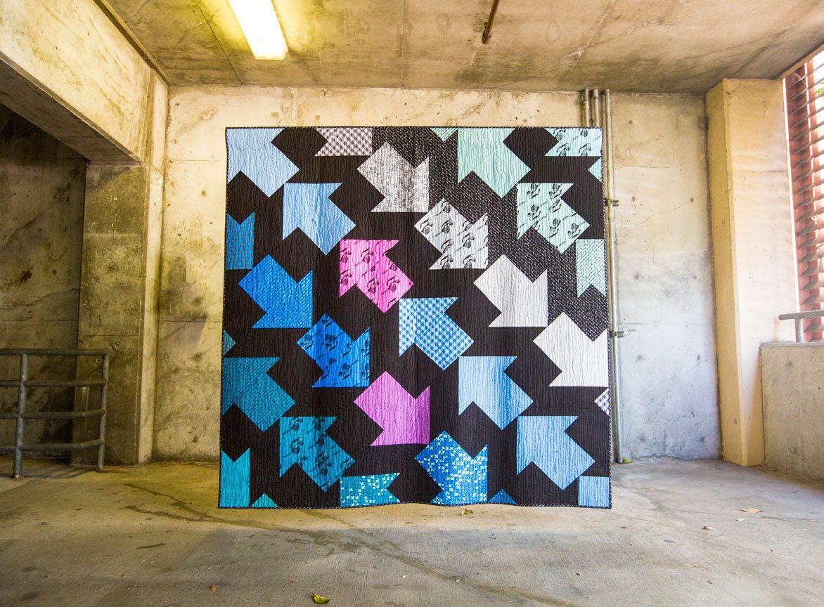 Printed quilt pattern - "Sense of Direction" - bold and modern quilt ...
