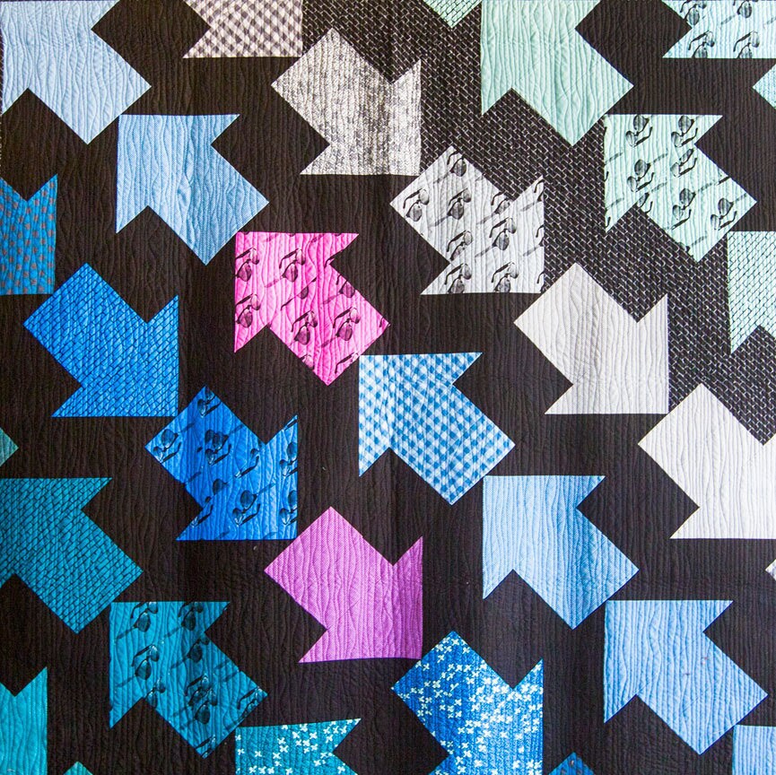 Printed quilt pattern - "Sense of Direction" - bold and modern quilt ...