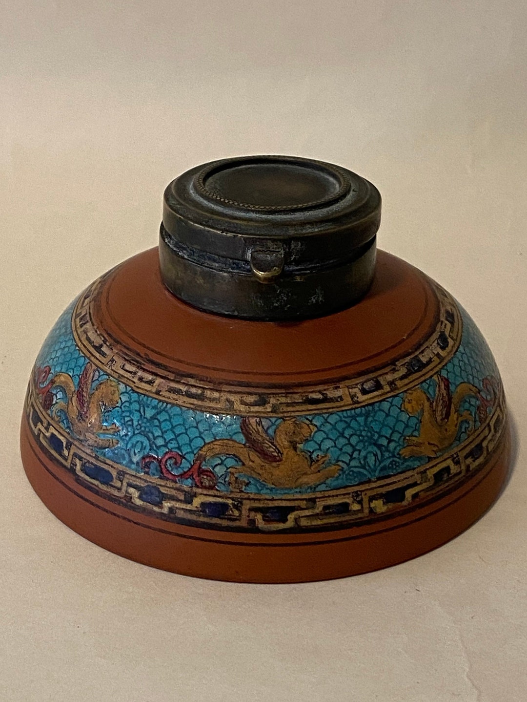 Exquisite Mid 1800's Prattware Terracotta Inkwell With - Etsy