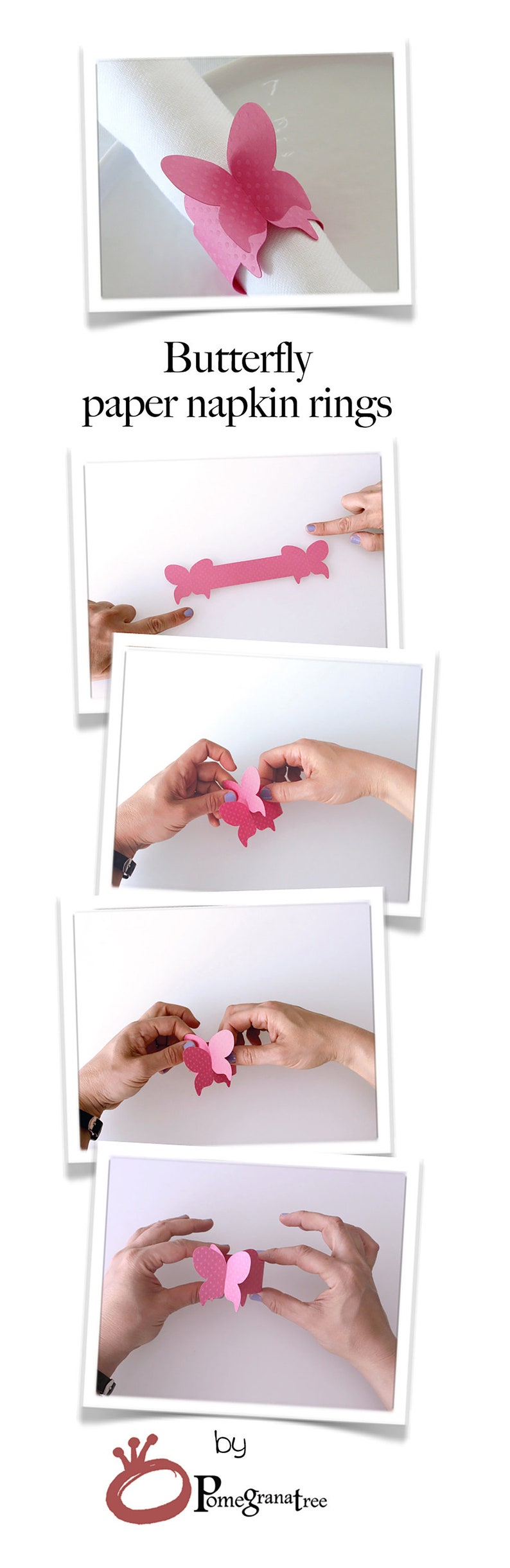 Butterfly Paper Napkin Ring Template SVG / PDF Files Instant Download ...