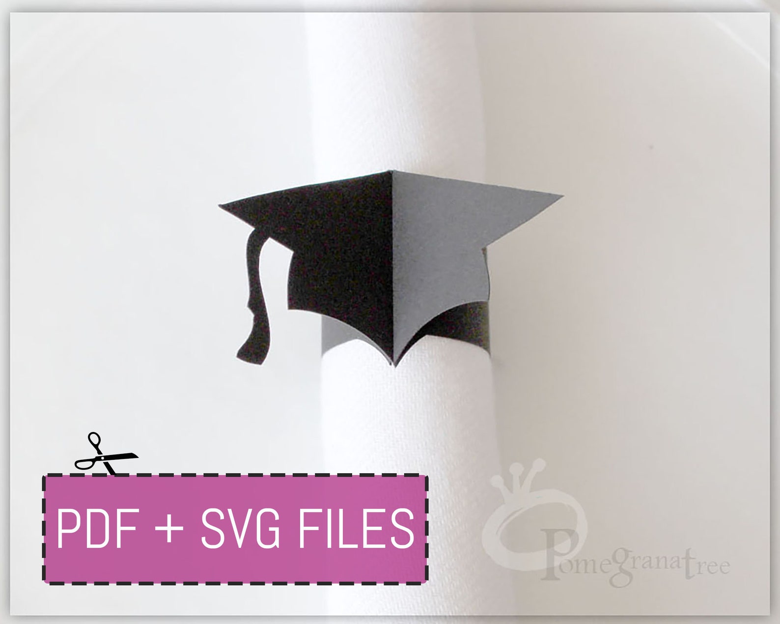 Graduation Cap Paper Napkin Ring Template SVG / PDF Files Instant ...