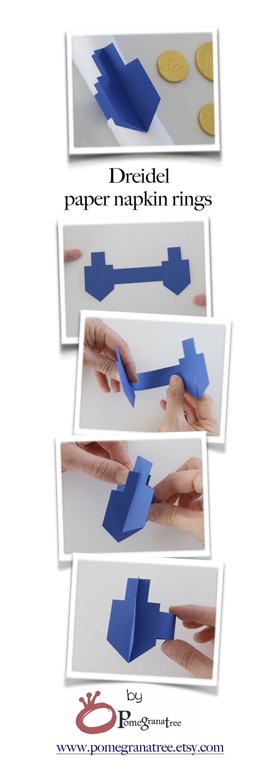 Dreidel Paper Napkin Ring Template SVG / PDF Files Instant Download ...