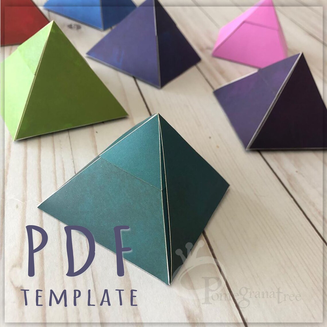 Pyramid Paper Box Template PDF & SVG Quick Download, Favor Box ...