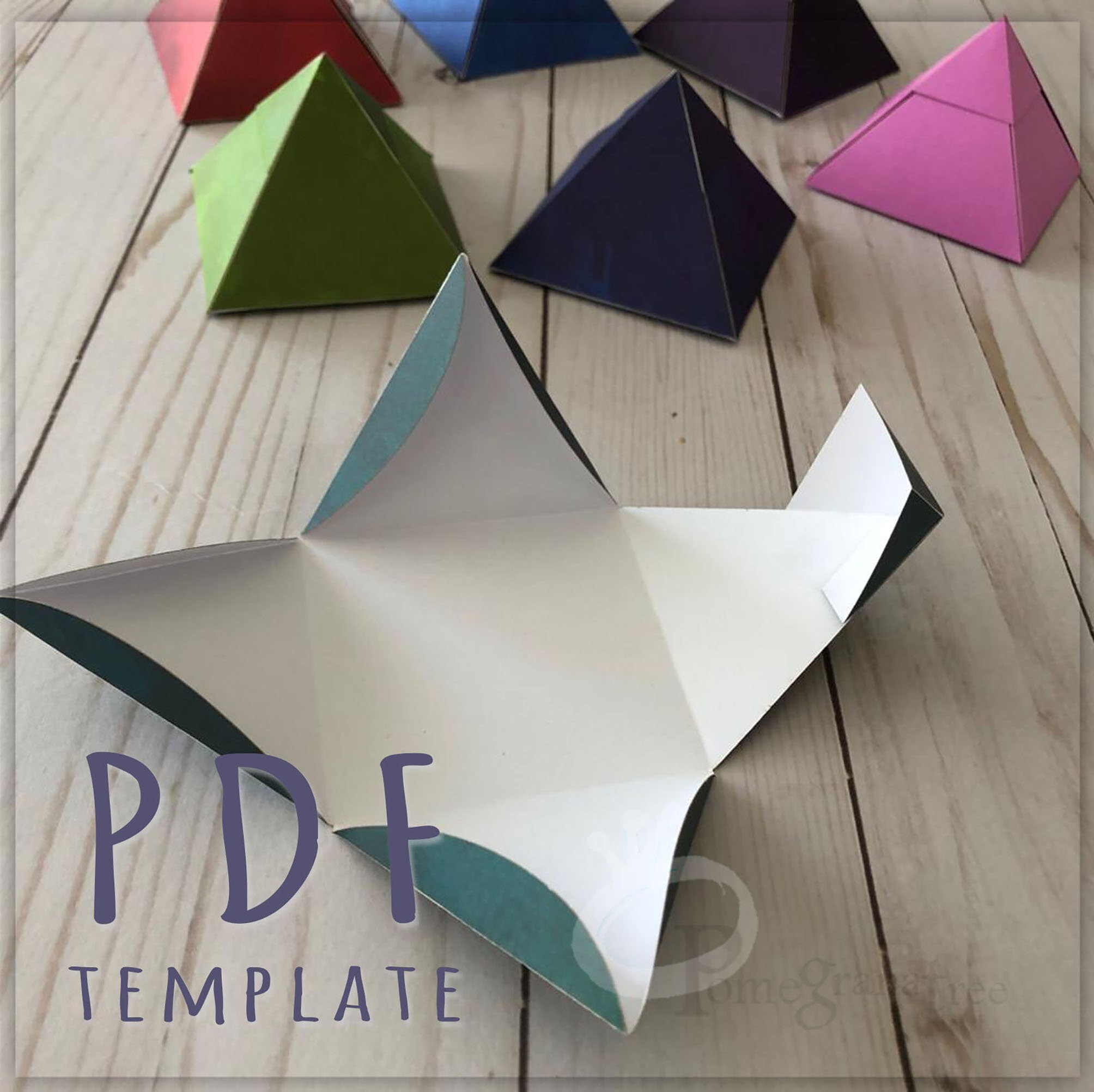 Pyramid Paper Box Template PDF & SVG Quick Download, Favor Box ...