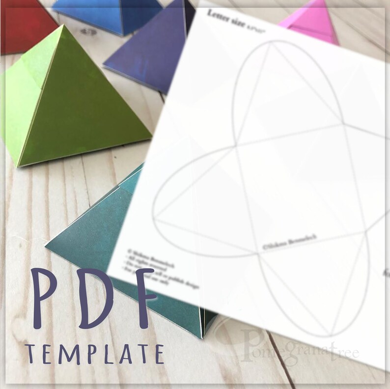Pyramid Paper Box Template PDF & SVG Quick Download, Favor Box ...