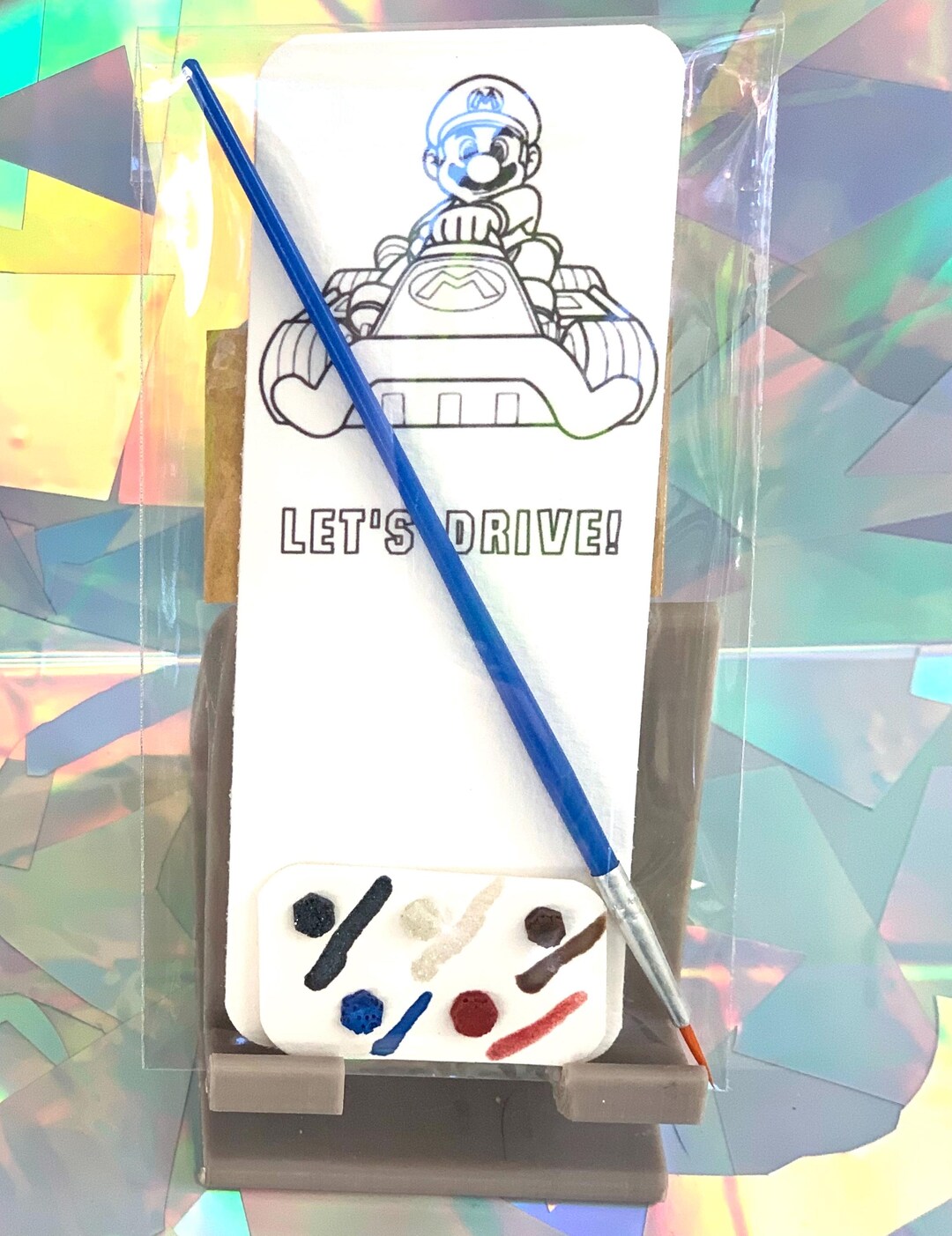 Mario With Kart, lets Watercolor Bookmark Kit With Color-shifting Paint ...