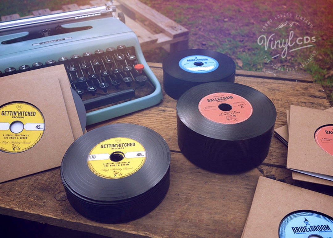 Vintage Vinyl Record Cds. Unique Wedding Invites & Favors. Combo Pack ...