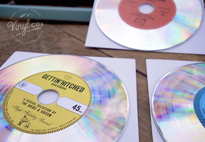 Vintage Invitation Idea & Wedding Favors - Retro Vinyl Cds. Platinum ...