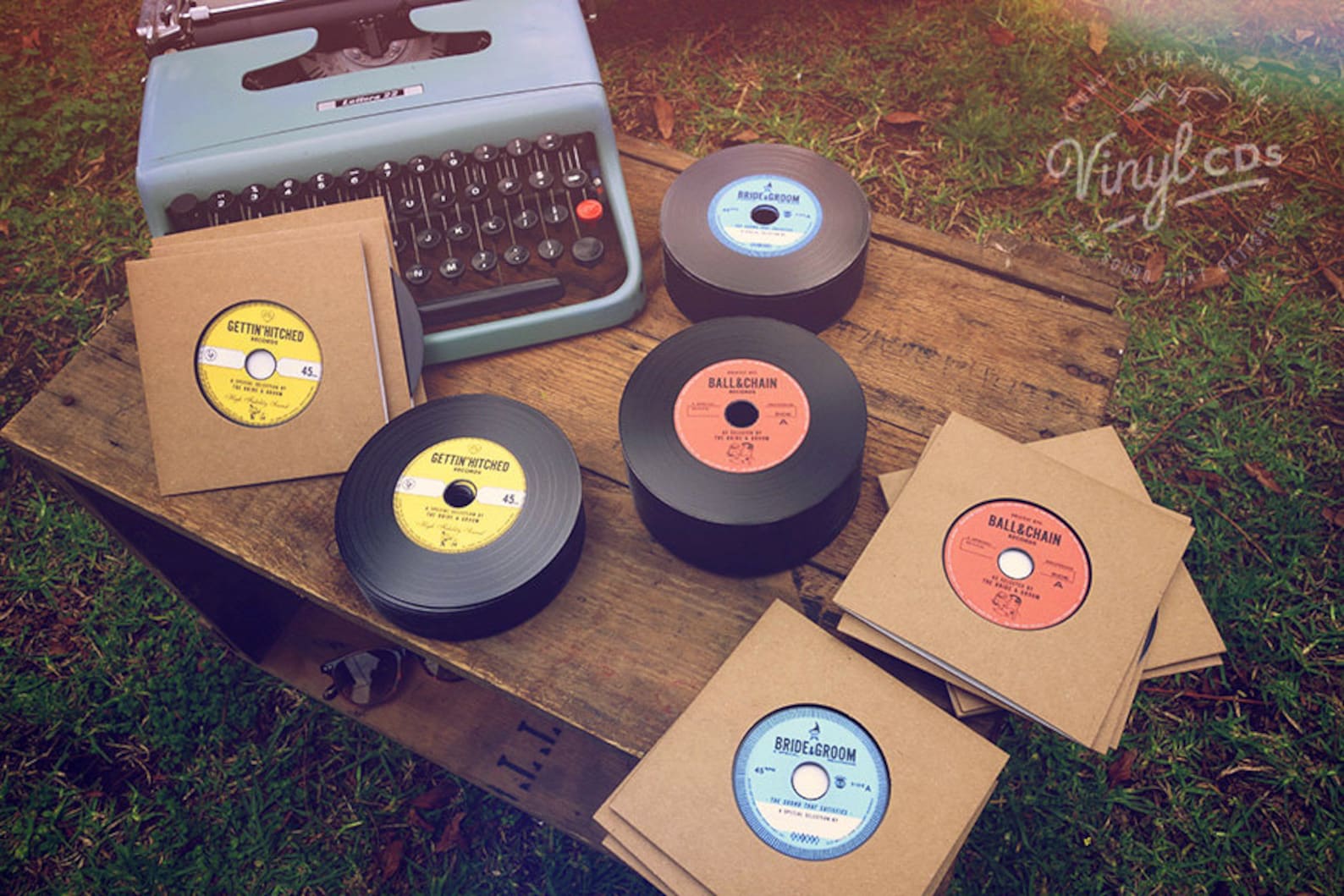 Vintage Vinyl Record Cds. Unique Wedding Invites & Favors. Combo Pack ...