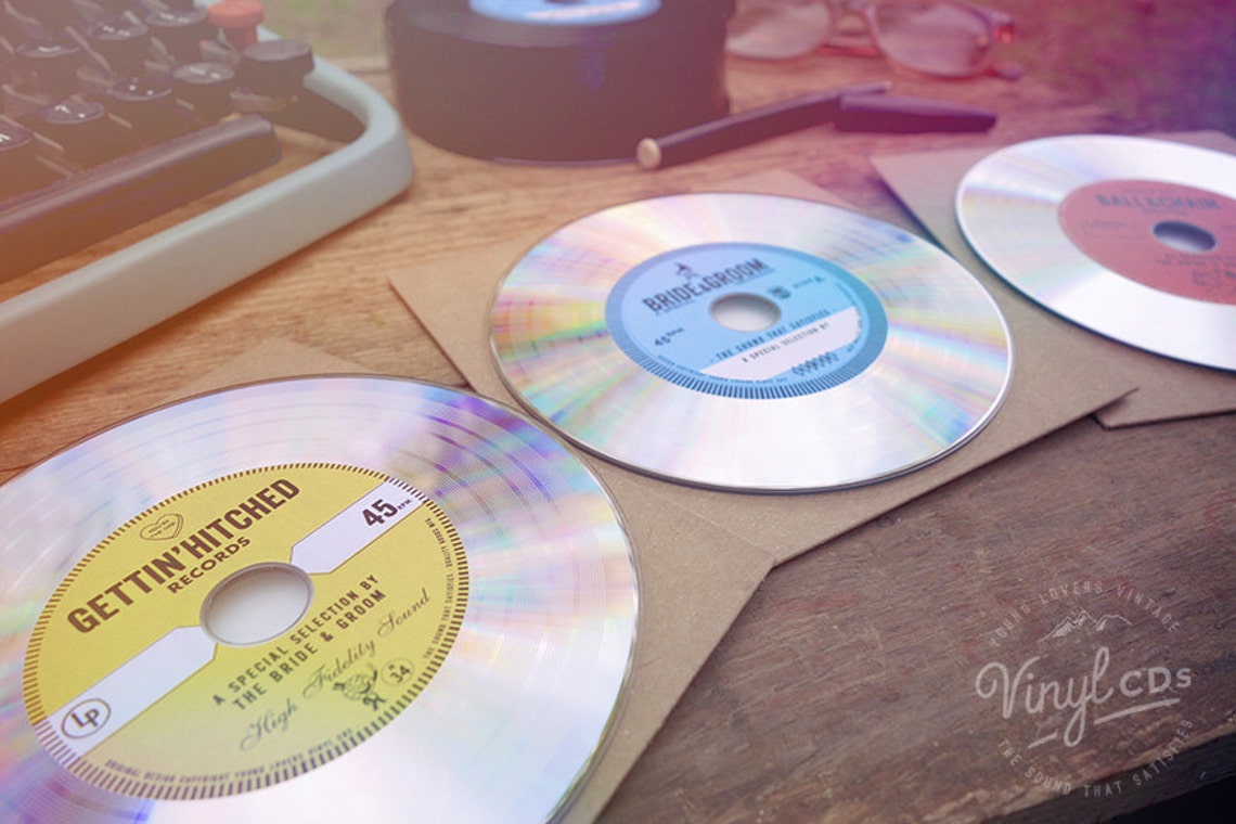 Vintage Invitation Idea & Wedding Favors - Retro Vinyl Cds. Platinum ...
