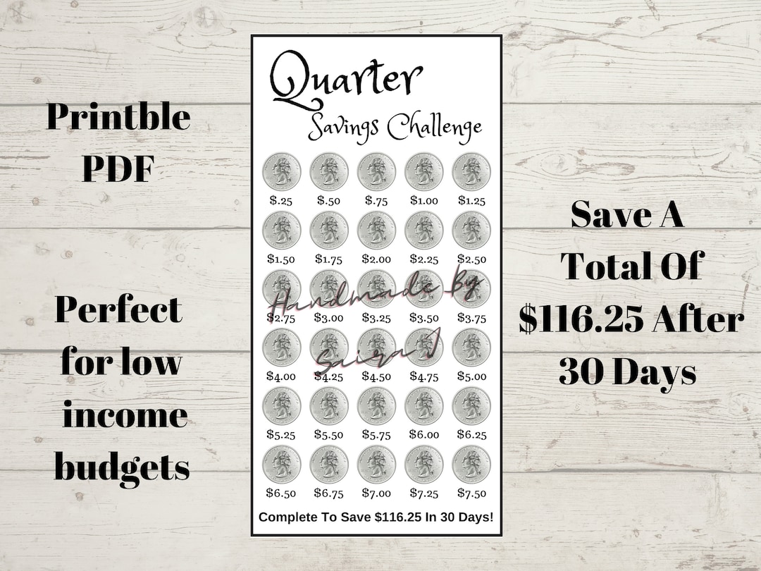 Printable A6 Quarter 30 Day Savings Challenge - Etsy